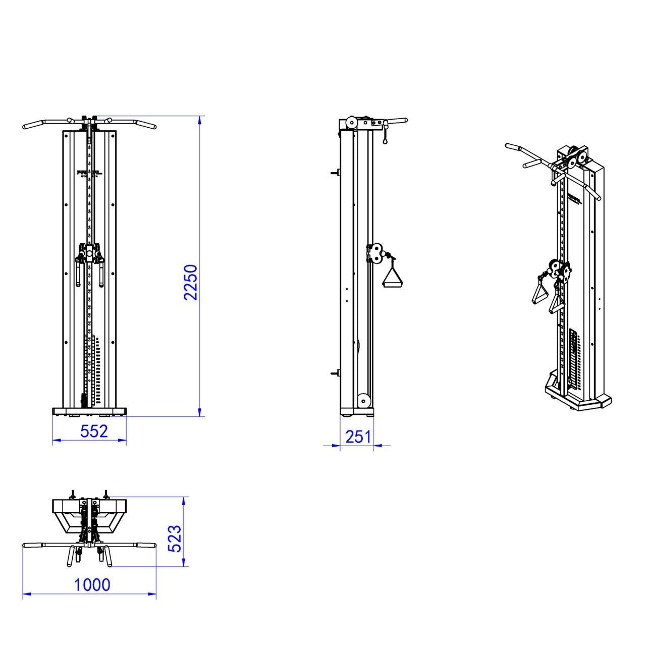 Primal Pro Series Free Standing Hi/Lo Pulley with Pull-Up Bar – StrengthX